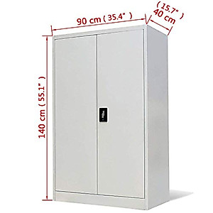 Festnight Floor Cabinet Storage with 2 Doors & 3 Adjustable Shelves for Office Decor Steel Gray 35.4"x15.7"x55.1"