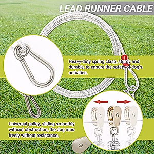 Dog Tie Out Cable - 100 ft Long Dog Cable with 10 ft Run Cable for Yard Training Running Camping Hiking Outdooor - Heavy Duty Chew Proof Lead Leash with Buffer Spring for Small Medium Large Dog