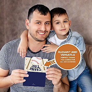 Decorably Baseball Thank You Cards, 24pcs Greeting Card with 6 Designs, Blank Inside, 6x4 inch, Matching Envelopes & Stickers, Perfect for Birthday, Coach, Father's Day, Kid Thank You Cards