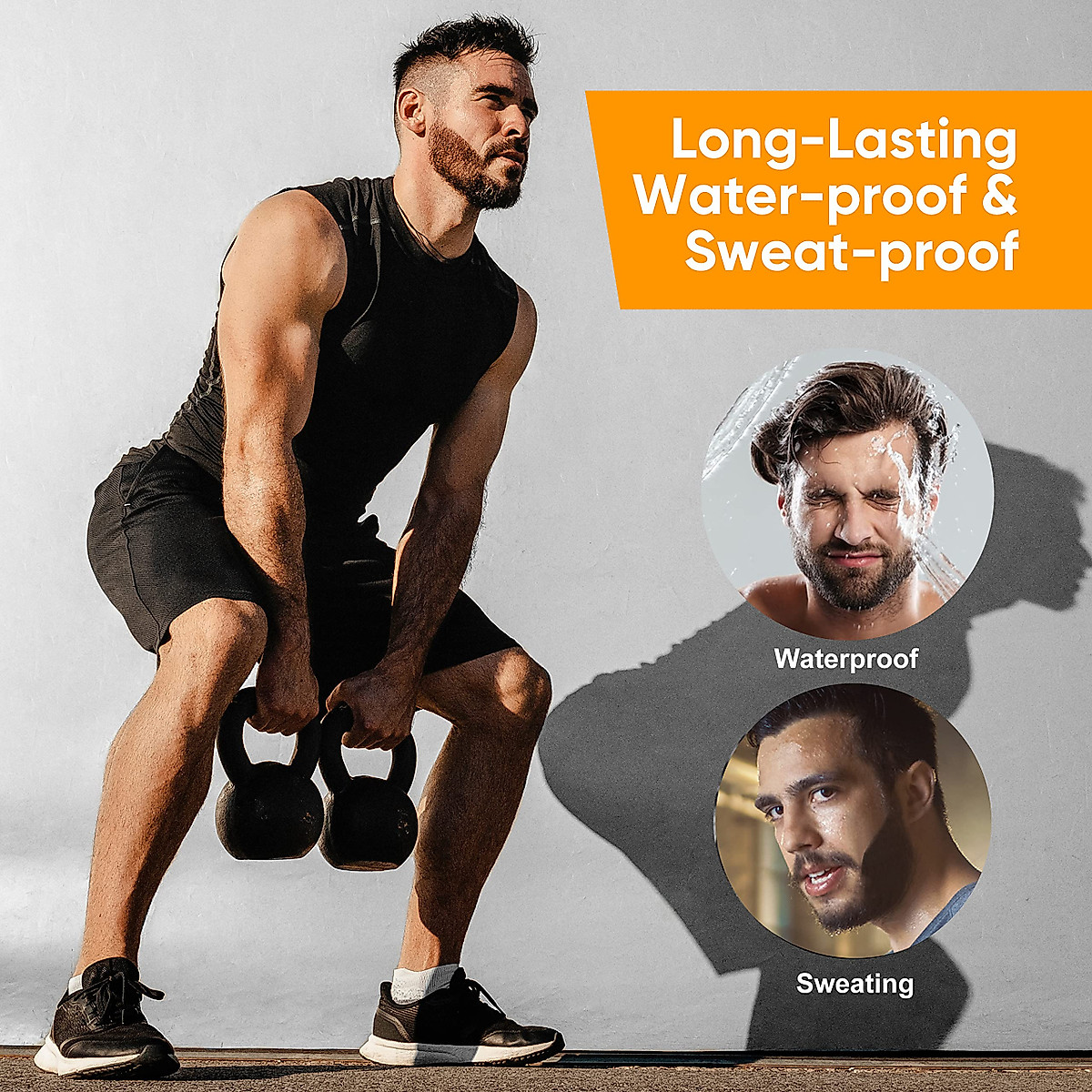 Beard Pencil Filler for Men, Innovative 4-Tip Beard Filling Pen Kit with Brush, Water & Sweat Resistant, Long Lasting, Natural Finish for A Perfect Beard (Black)