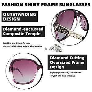 OCERAVE Oversized Polarized Square Sunglasses for Women Men Fashion Sparkling Frame Shades HJ025