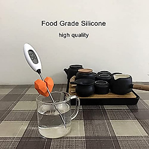 2Pcs Silicone Non-Scratch Pot Clip, Candy Thermometer Pot Clip for Candy Making, Hand-Free Holder to Measure Temperature of Candy, Oil, Milk, Chocolate, Candle, Deep Fryer and Cooking Melting Pot