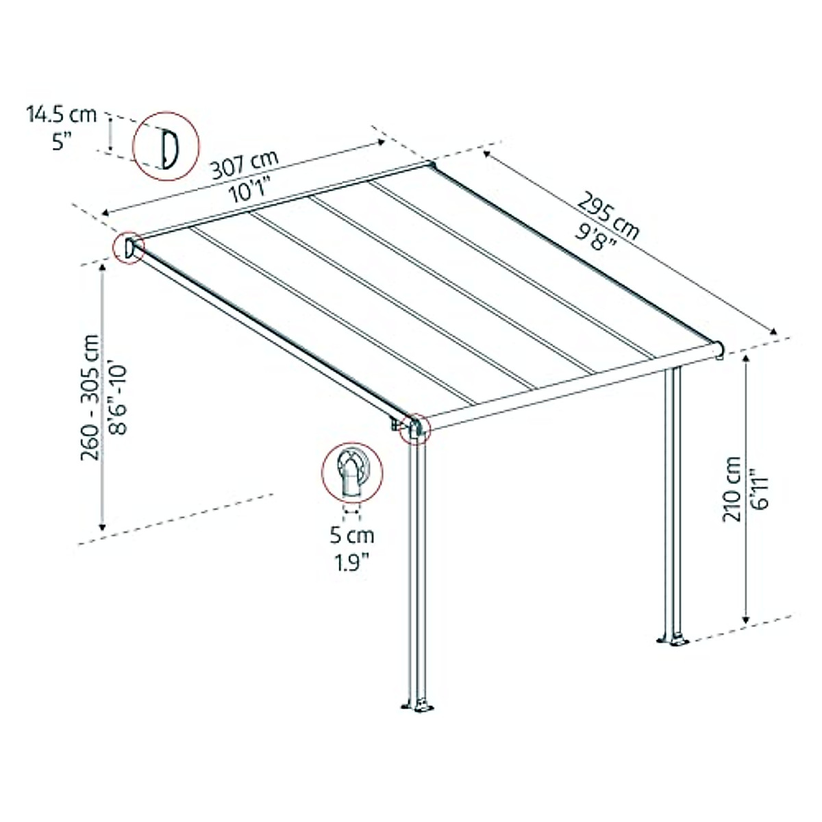 Palram Canopia Olympia Patio Cover, 10’ x 10’ HG8810
