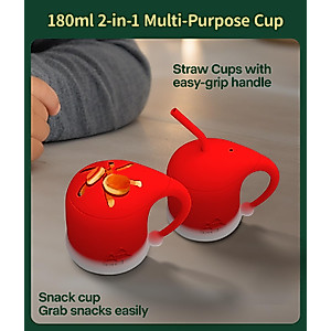 Silicone Baby Feeding Set for Christmas,Toddler Plates and Bowls Set with Suction, Baby-Led Weaning Supplies with Adjustable Bib, Sippy Cup,Chewable Spoons & Forks, Baby Utensils 6+Months