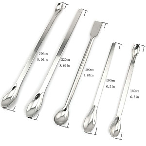 Longdex Reagent Spoon 5PCS 304 Stainless Steel Micro Scoop Lab Sampling Spoon Lab Spatulas Scoop