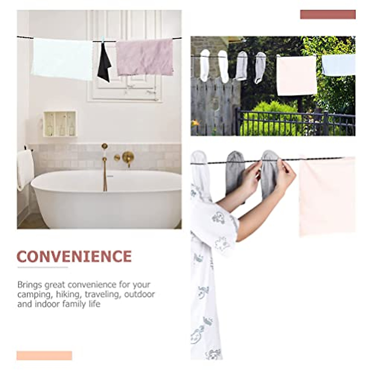 LIFKOME Portable Clothes Line 2pcs Retractable Clothesline with Suction Cup Hooks Windproof Travel Clothesline Laundry Clothes Line Outdoors Clothesline Retractable Clothes Line