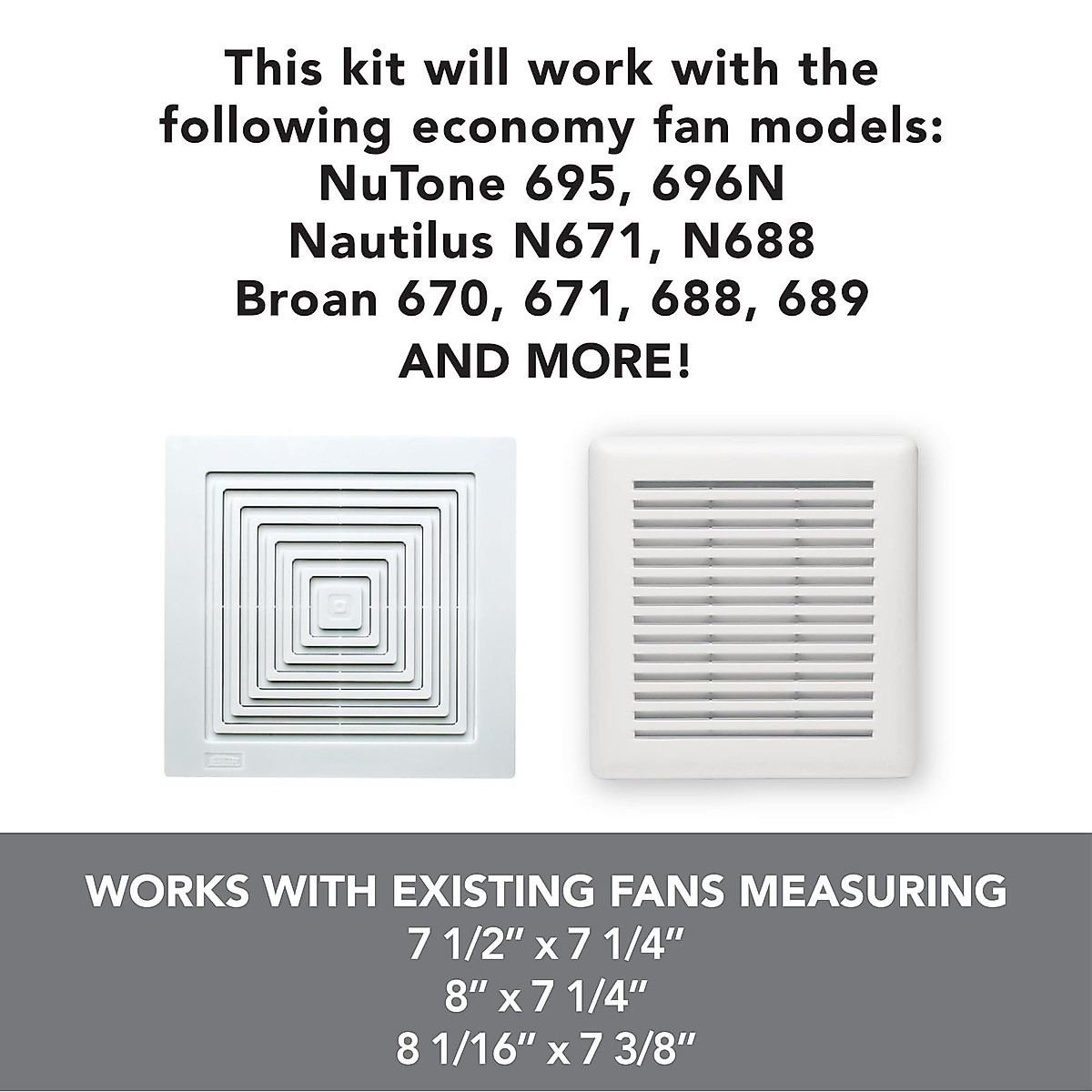 Broan-NuTone RE70BN 70 CFM Bathroom Exhaust Fan Replacement Motor Kit, Easy DIY Replacement Motor Kit for 70 CFM and 50 CFM Bath Fans, White