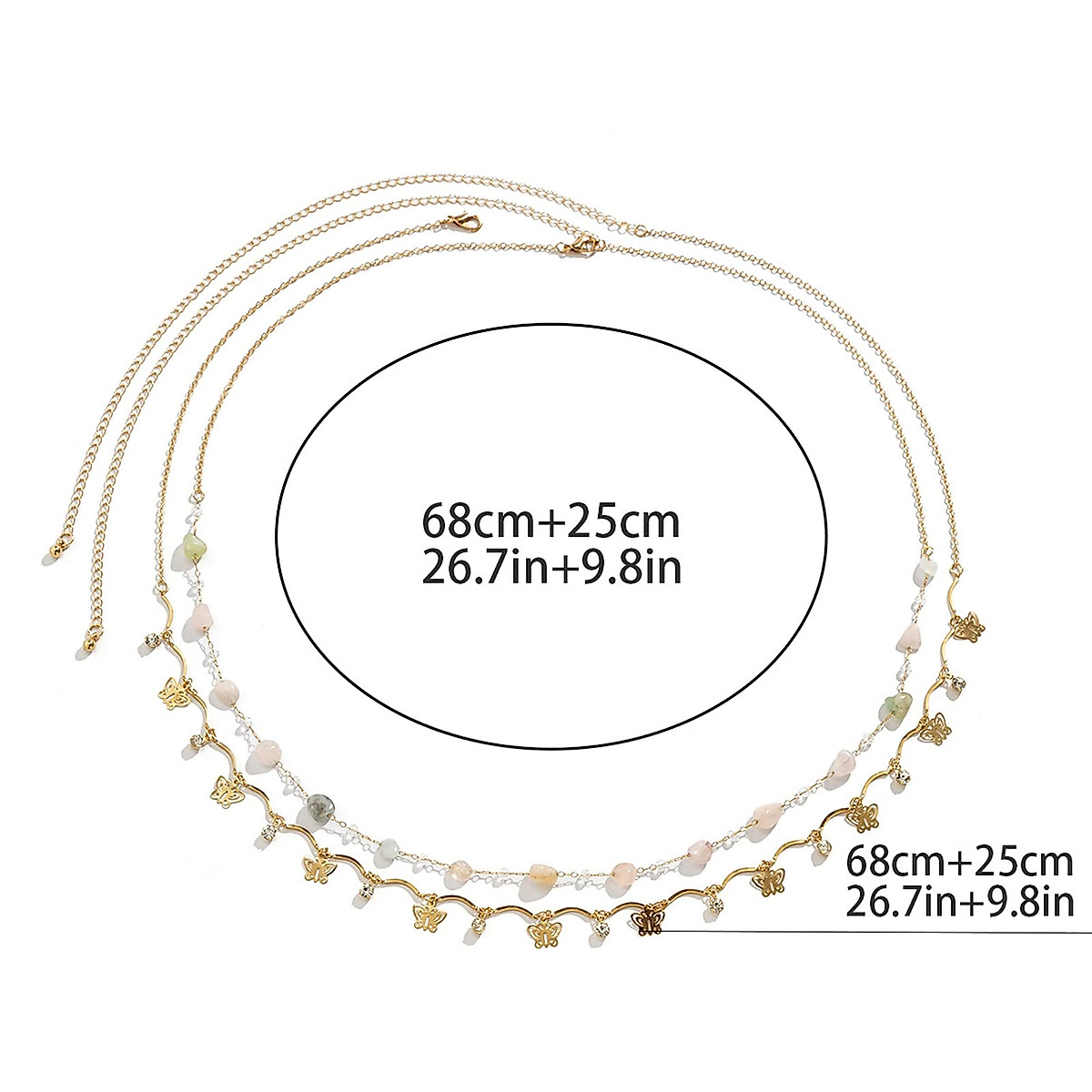 Bikini Crystal Waist Body Chain Butterfly Pendant Waist Chain Beaded Waist Belly Chain Summer Body Chain Jewelry for Women (Butterfly)