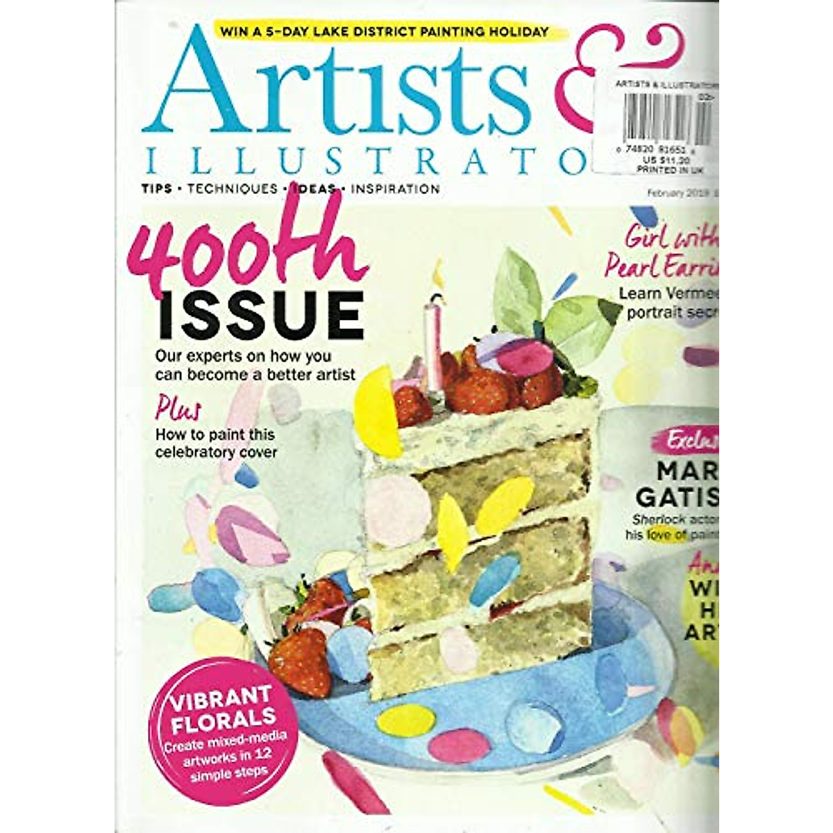 ARTISTS ILLUSTRATOR MAGAZINE, VIBRANT FLORALS 400th ISSUE FEBRUARY, 2019