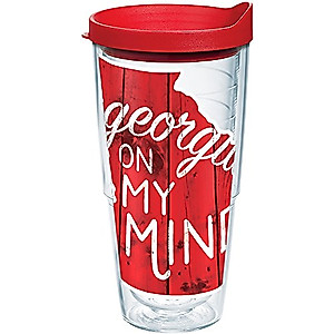 Tervis Georgia On My Mind Tumbler with Wrap and Red Lid 24oz, Clear