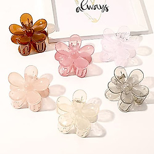 TODEROY 6 PCS Big Hair Claw Clips Matte Flower Hair Clips Non-Slip Cute Hair Catch Barrettes Plastic Jaw Clamps for Thin Thick Hair Hair Acrylic Accessories for Women Girls 6 Colors