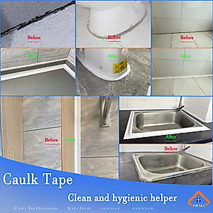 White Caulk Tape Waterproof Self Adhesive,White Bathroom Caulk Toilet Caulk Strip Bathtub Sealing Strip Tape for Bathroom Caulking Tape Shower Caulk