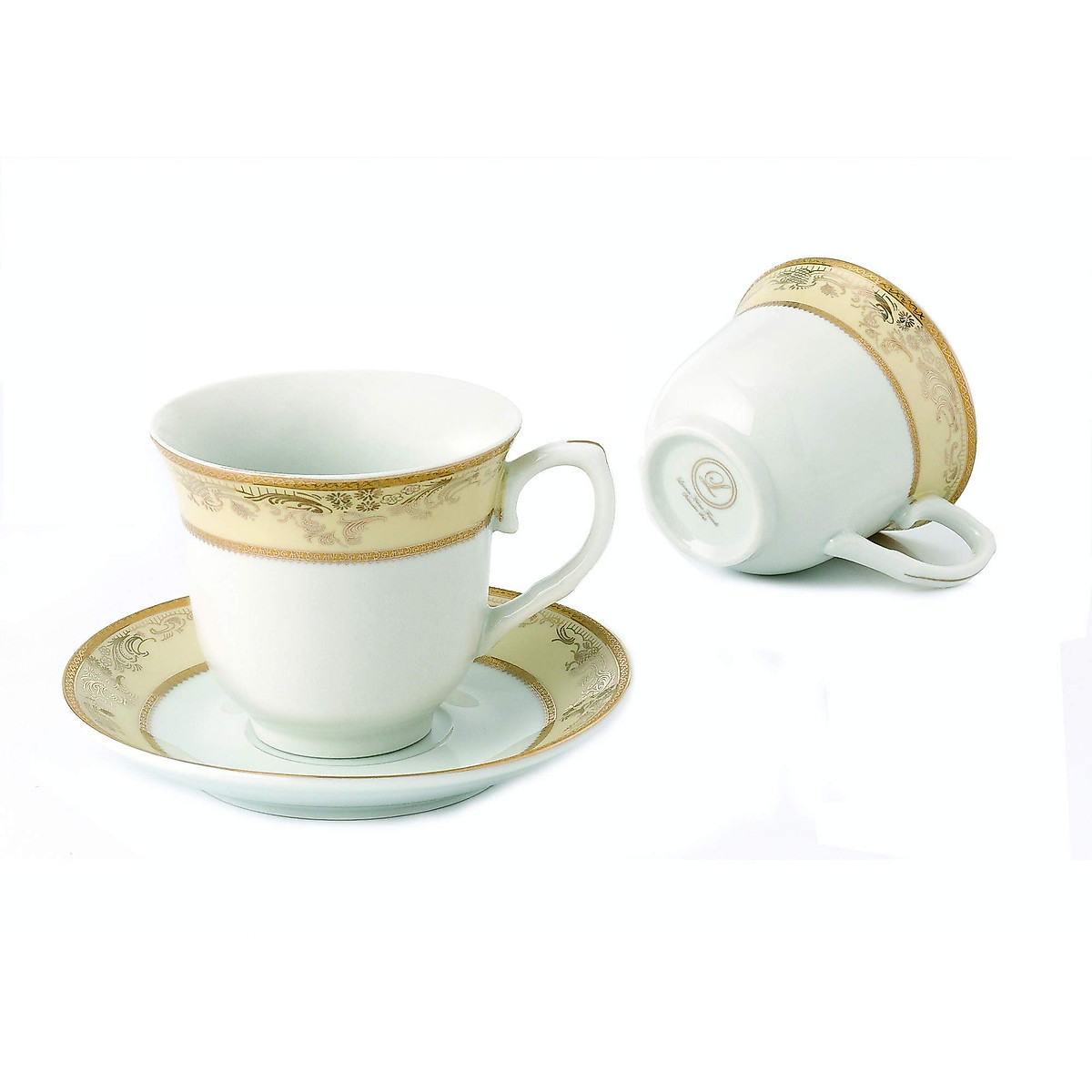 Lorren Home Trends Chloe-4 Cups and Saucers, One Size, Gold