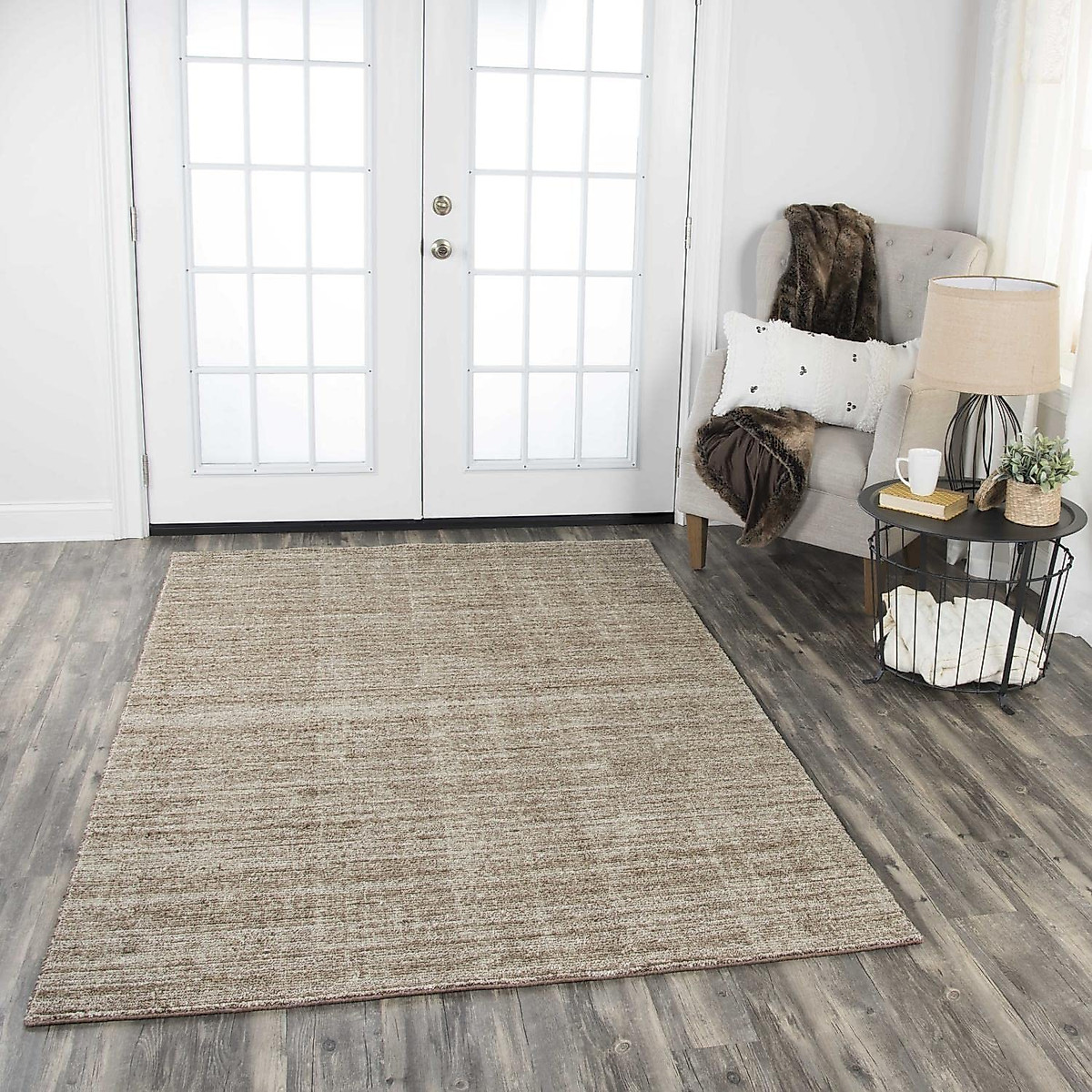 Rizzy Home | GH723A | Grand Haven Collection | Wool / Viscose Area Rug | 8' x 10' | Lt. Brown/Gray/Rust/Blue Solid