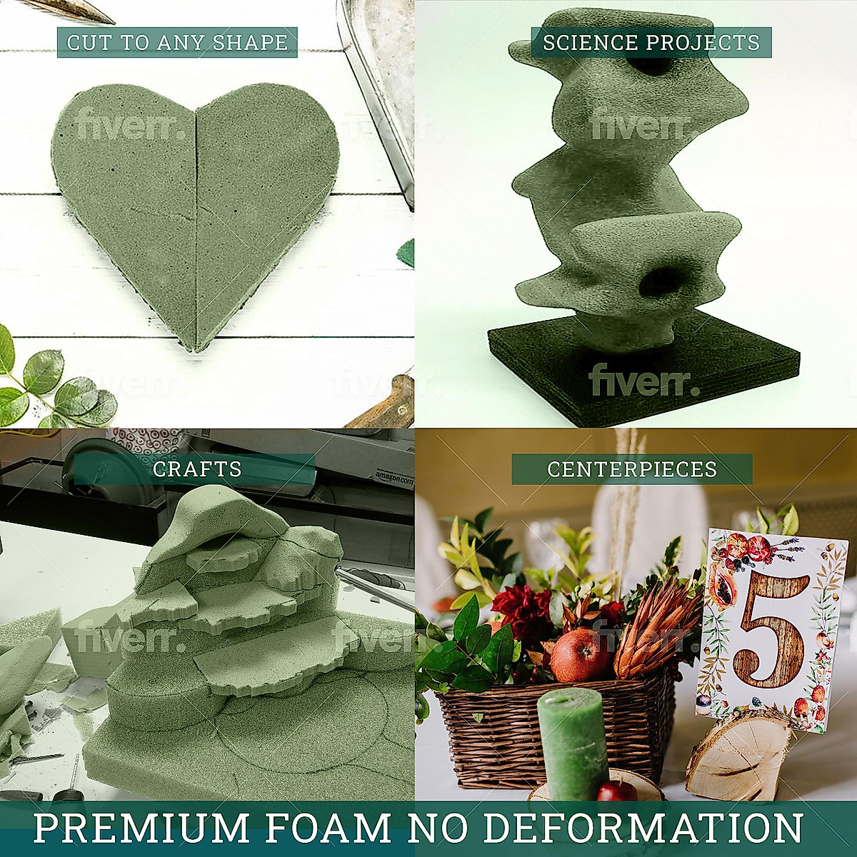 Pack of 6 Dry Floral Foam Blocks for Artificial Flower Arrangements, Styrofoam for Artificial Flowers & Crafts Supplies - with Craft Foam Block Cutting Knife, Styrofoam Blocks - 8.75"L x 4"W x 2.75"H