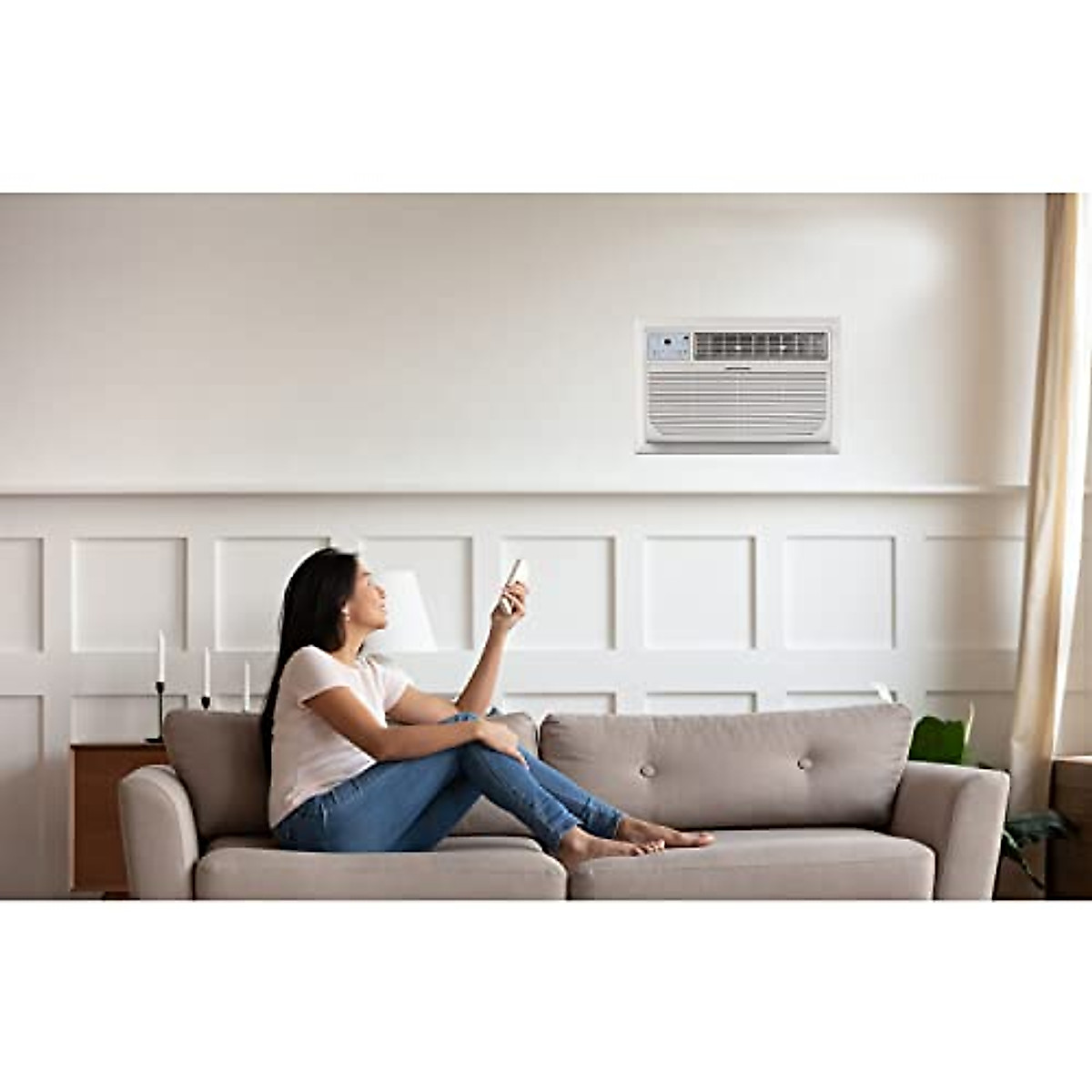 Keystone 10,000 BTU 230V Wall Mounted Air Conditioner & Heater with Dehumidifier Function - Quiet Wall AC & Heater Combo with Remote Control for Small & Medium Sized Rooms up to 450 Sq.Ft.
