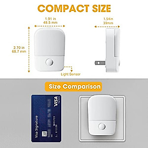 Night Lights Plug into Wall, LED Night Light with Light Sensor, Adjustable Brightness 30/60LM Dimmable Night Light, 3000K Warm White Night Light for Kids, Nursery, Pet, Bedroom Hallway Kitchen, 4 Pack