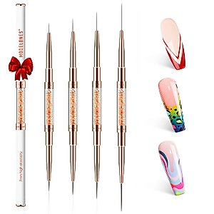 modelones Nail Art Brushes, Super Fine Liner Nail Brush Kit Sizes 7/11/15/20mm for Gel Polish Thin Lines, Precise Details, Fine Drawing Painting Design Acrylic Rhinestone Handle Salon & DIY Use