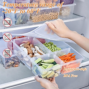 YAYODS 3 Pack Divided Veggie Tray with Lid, 5 Compartment Snackle Box Container for Fridge, Clear Stackable Salad Prep Food Storage Containers for Snack, Fruit, Vegetable, Salad, Meat