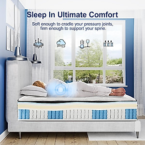 Suiforlun Twin Mattress, 14 Inch Gel Memory Foam Hybrid Mattress with 7 Premium Layers, Euro Top Luxury Single Bed Mattress in a Box, Cooling Comfort & Pain Reilef, Medium-Firm