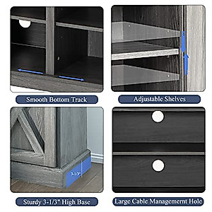 Squireewo Farmhouse Buffet Cabinet Sideboard with Sliding Barn Doors, Rustic Coffee Bar Cabinet Server with Storage and Adjustable Shelves, Cupboard Table for Kitchen Dining Room Living Room, Grey