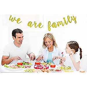 Gold Glitter We are Family Banner, Family Reunion Party Banner, Family Photo Prop, Banner for Family Party Home Decoration - We are Family