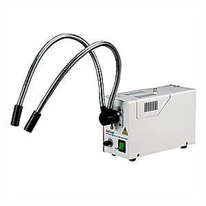 AmScope HL250-AY Dual-Gooseneck Fiber Optic Stereo Microscope Light, 150W Halogen Light Source, 110V-120V
