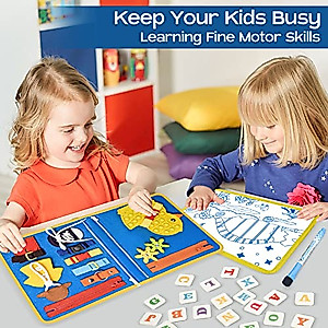 Comirth Busy Board, Montessori toys for 1 2 3 4 year old - Sensory Toys for Toddlers, Educational Preschool Learning Activities Airplane Toddler Travel Toys, Autism Busy Book Fidget Toys Boy Girl Gift