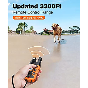 Bousnic Dog Shock Collar - 3300Ft Dog Training Collar with Remote for 5-120lbs Small Medium Large Dogs Rechargeable Waterproof e Collar with Beep(1-8), Vibration(1-16), Safe Shock(1-99) (Orange)