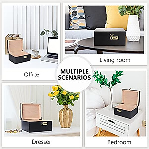 SafeDelux Wooden Box with Hinged Lid and Lock Premium Keepsake Decorative Storage Box For Home or Office - 11 X 8 X 5 Inches