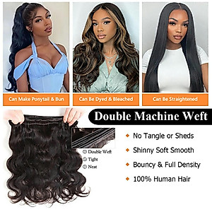 QTHAIR Brazilian Virgin Hair 16A Grade Body Wave Bundles 100% Unprocessed Virgin Brazilian Body Wavy Human Hair Bundles 20" 18" 16" 300g Brazilian Body Wave Human Hair Extensions