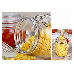 Lawei 4 Pack Plastic Mason Jars with Hinged Lids - 55 Oz Airtight Storage Canister Wide Mouth Kitchen Food Storage Jar for Sugar, Flour, Cereal, Coffee, Pasta, Cookies and Canning