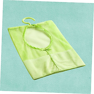 OFFSCH Kitchen Bathroom Mesh Shower Storage Rack for Dolls Pillows and Clothes Green Hanging Laundry Organizer with Hooks for Efficient Space Saving