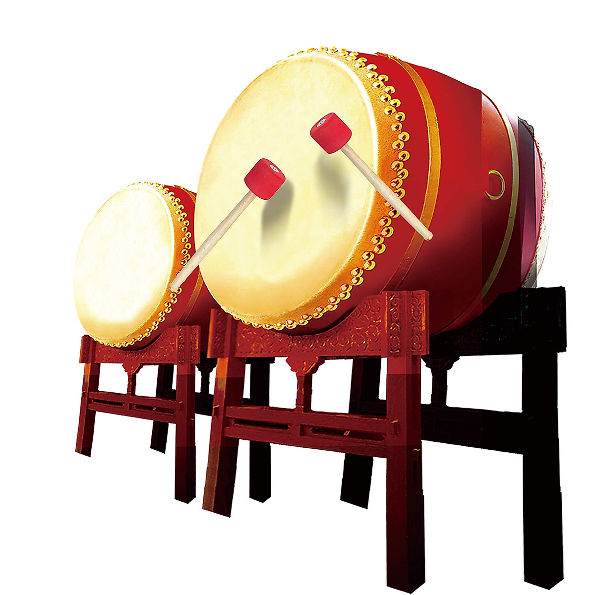 AUEAR, 2 Pack Bass Drum Mallets Sticks Red Foam Mallet with Wood Handle for Percussion