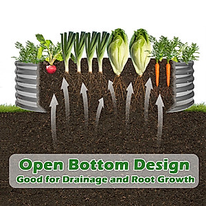 OUSHENG Round Galvanized Raised Garden Beds Outdoor, Steel Fire Pit Ring Flower Planter Metal Above Ground Boxes Kit for Gardening Vegetables Outside, 2×2×1ft