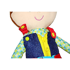 June Garden 15.5" Dressy Friends Lucas - Educational Stuffed Plush Doll for Kids and Toddlers 2 Years and Up - Montessori Buckle Soft Toy
