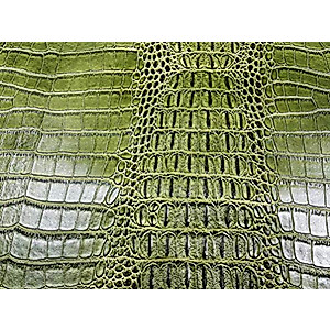 New Creations Fabric & Foam Inc, 53/54" Wide Gator Fake Leather Upholstery, 3-D Crocodile Skin Texture Faux Leather PVC Vinyl Fabric (Sage, 1 Yard)