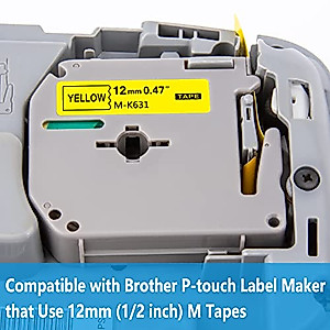 Weemay 7 Pack Compatible Color M Tape Replacement for Brother P-Touch M Series 12mm 0.47 Label Tape MK131 MK231 MK431 MK531 MK631 MK731 for Ptouch PTM95 PT-90 PT-80 PT-70 PT-65 PT-45M Label Maker Tape