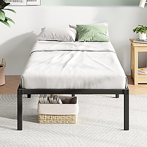 Novilla Twin Bed Frames, 14 Inch Metal Platform Bed Frame Twin Size with Storage Space Under Bed Frames, Heavy Duty Steel Slat Support, No Box Spring Needed, Easy Assembly
