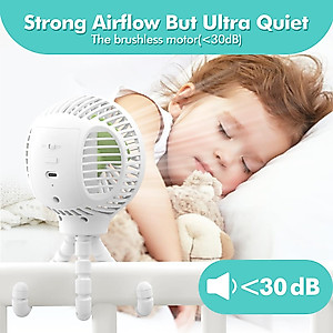 HomeLifairy Stroller Fan Battery Operated Fan Clip On Fan Rechargeable Handheld Personal Portable Fan Car Seat Fan for Baby Small Desk USB Mini Fan for Stroller Accessories
