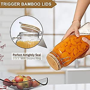 VITEVER [ Taller ] 92oz Glass Jars with Airtight Lid, Large Glass Food Storage Jars, 3 Pack Wide Mouth Airtight Glass Jars for Kitchen Pantry Spaghetti, Square Mason Jars with Labels