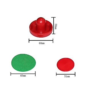 1 Set Mini Air Hockey Pushers and Air Hockey Pucks Great Goal Handles Pushers Goal Handles Paddles Replacement Accessories for Game Tables 60 MM, Red(2 Strikers, 4 Pucks)