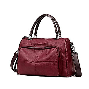 Artwell Casual Crossbody Bag PU Leather Tote Handbag Purse Shoulder Messenger Bag for Women (Wine red)