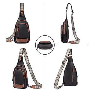 CLUCI Sling Bag for Women Leather Cross body Bag Large Sling Backpack Chest Bag Daypack for Travel Hiking