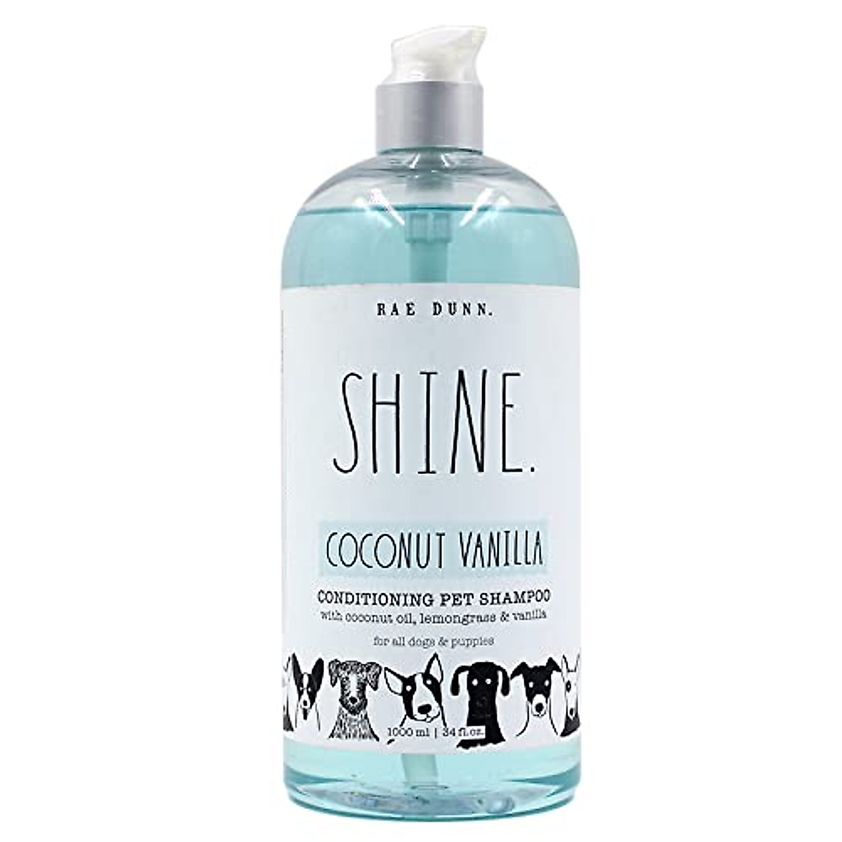 Rae Dunn Conditioning Pet Shampoo with Coconut Oil, Lemongrass and Vanilla, Coconut Mint, 1000 ml