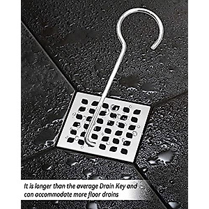 2 PCS Drain Key Lifting Hook, 304 Stainless Steel Drain Grate Puller Lift Out Key for Shower Drain Daily Cleaning, Silver