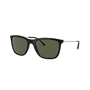 Ray-Ban Rb4344 Square Sunglasses, Black/Green, 56 mm
