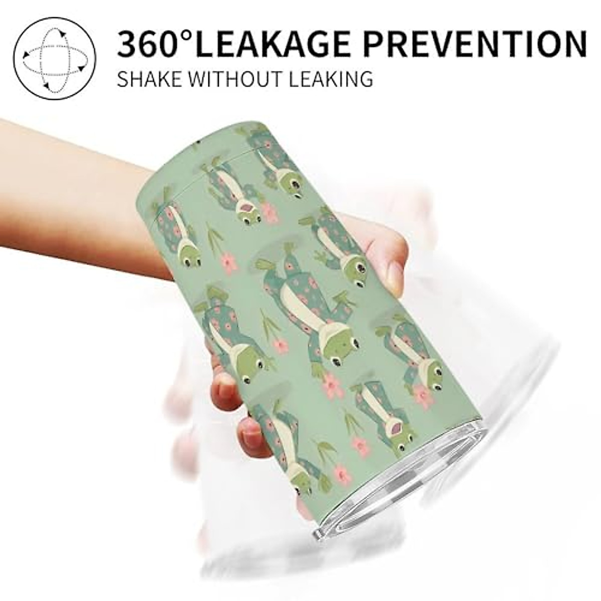 KIOWEIR Cute Frog And Flower Stainless Steel Tumbler 20oz With Lid And Straw, Insulated Tumblers Coffee Cup, Travel Mug for Ice Drink & Hot Beverage for Women Men Boys Girls