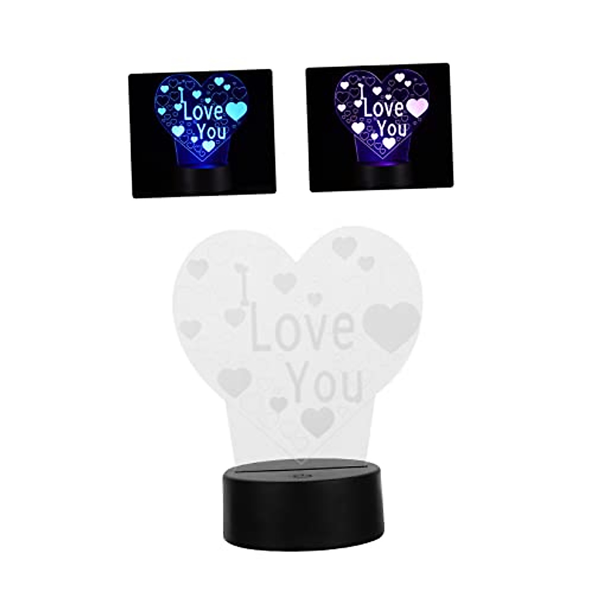 ARTIBETTER 1pc Love Colorful Night Lamp Bedroom Atmosphere Light Party Decorative Light 3D Party Night Light Romantic Night Light Romantic Gift Love Night Lights LED Night Lights Desk Topper