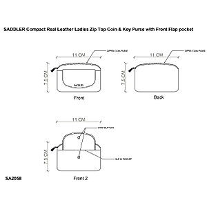 SADDLER Womens Luxurious Leather Zip Top Coin Purse | Designer Ladies Change Pouch with Key Ring |Gift Boxed - Black - Magenta